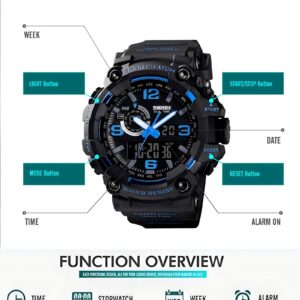 Gosasa Men's Watches Multi Function Military S-Shock Sports Watch LED Digital Waterproof Alarm Watches