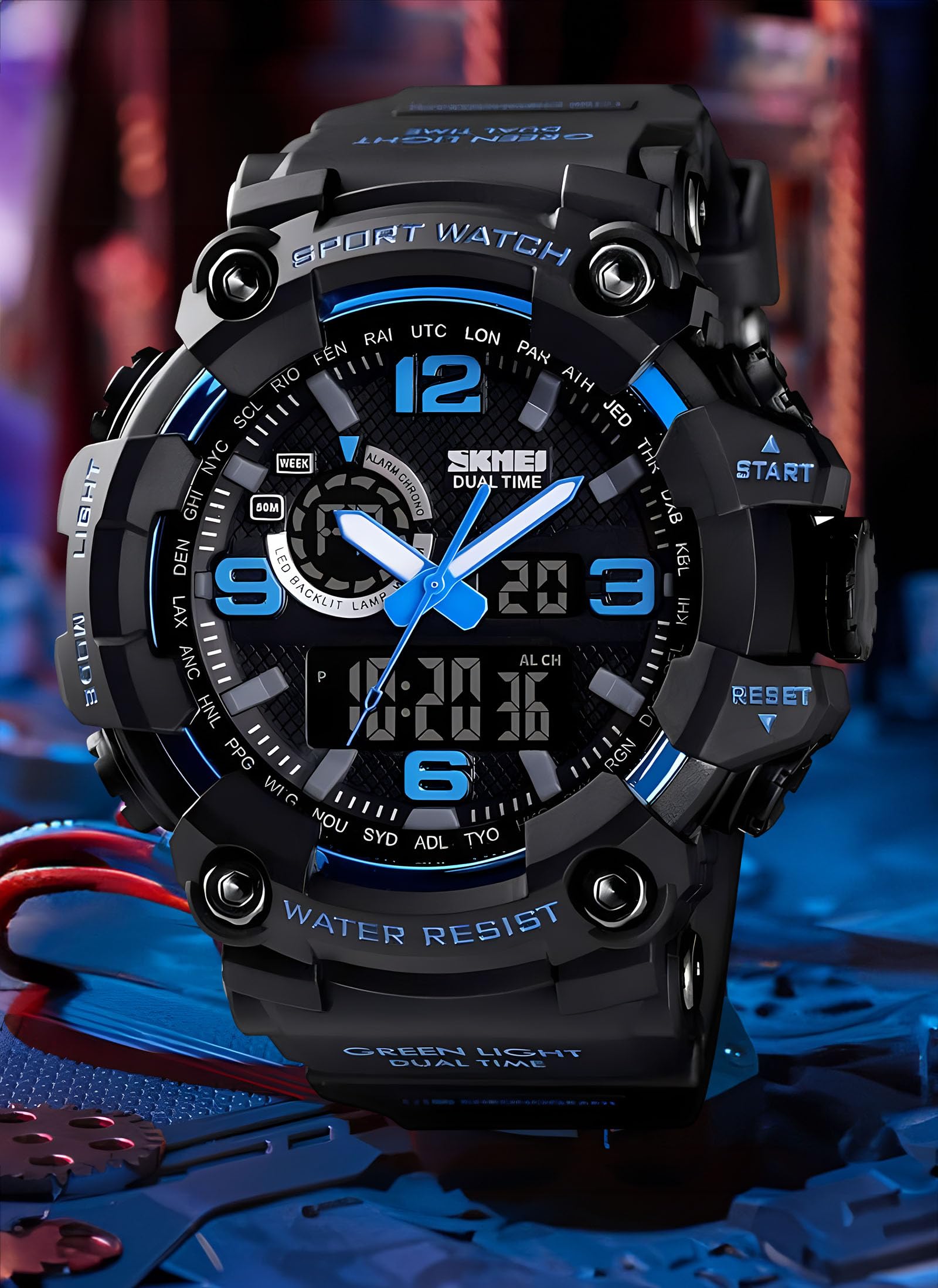 Gosasa Men's Watches Multi Function Military S-Shock Sports Watch LED Digital Waterproof Alarm Watches