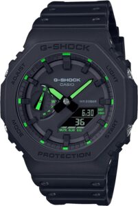 g-shock ga2100-1a3 neon accent watch, green