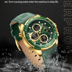 NAVIFORCE Men's Military Digital Watches Analog Quartz Waterproof Watch Sport Multifunctional Leather Wristwatch