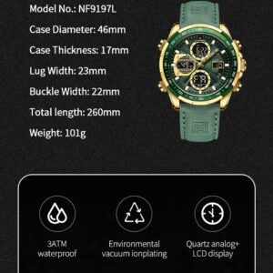 NAVIFORCE Men's Military Digital Watches Analog Quartz Waterproof Watch Sport Multifunctional Leather Wristwatch