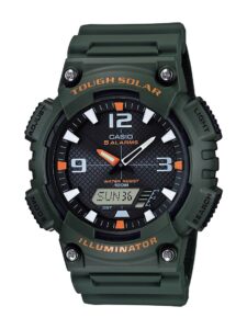 casio men's solar powered japanese quartz watch with resin strap green (model: aqs810w-3av)