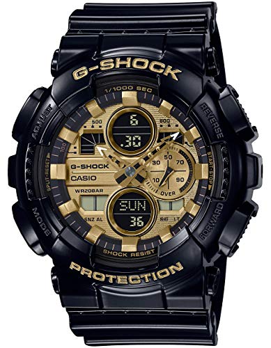 G-Shock Men's Casio Analog-Digital Gold Dial Black Resin Strap Watch GA140GB-1A1