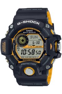 casio men's rangeman gw-9400yj-1jf radio solar, black and yellow japanese quartz watch