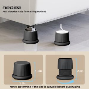 nediea Anti Vibration Pads For Washing Machine, Washer And Dryer Feet Pads,Adjustable Anti-Vibration Pads For Washing Machine,Vibration Isolation Pads, 4pcs (BLACK-02)