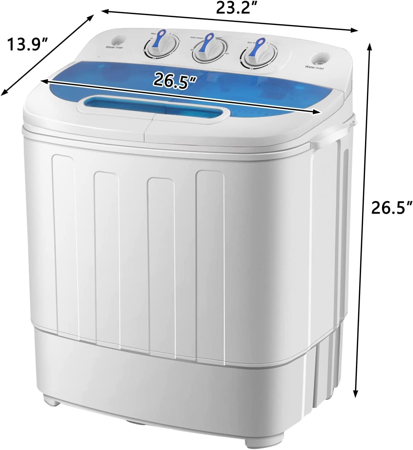 ROVSUN 15LBS Portable Washing Machine, Electric Washer and Dryer Combo with Washer(9lbs) & Spiner(6lbs) & Built-in Pump Draining for Home RV Camping Dorm College Apartment