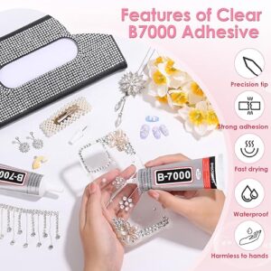 B-7000 Clear Fabric Glue, 2 PCS 50ML Rhinestone Jewelry Glue Super Strong Adhesive Glue for All Purpose DIY Art Crafts Stone Beads Jewelry Repair