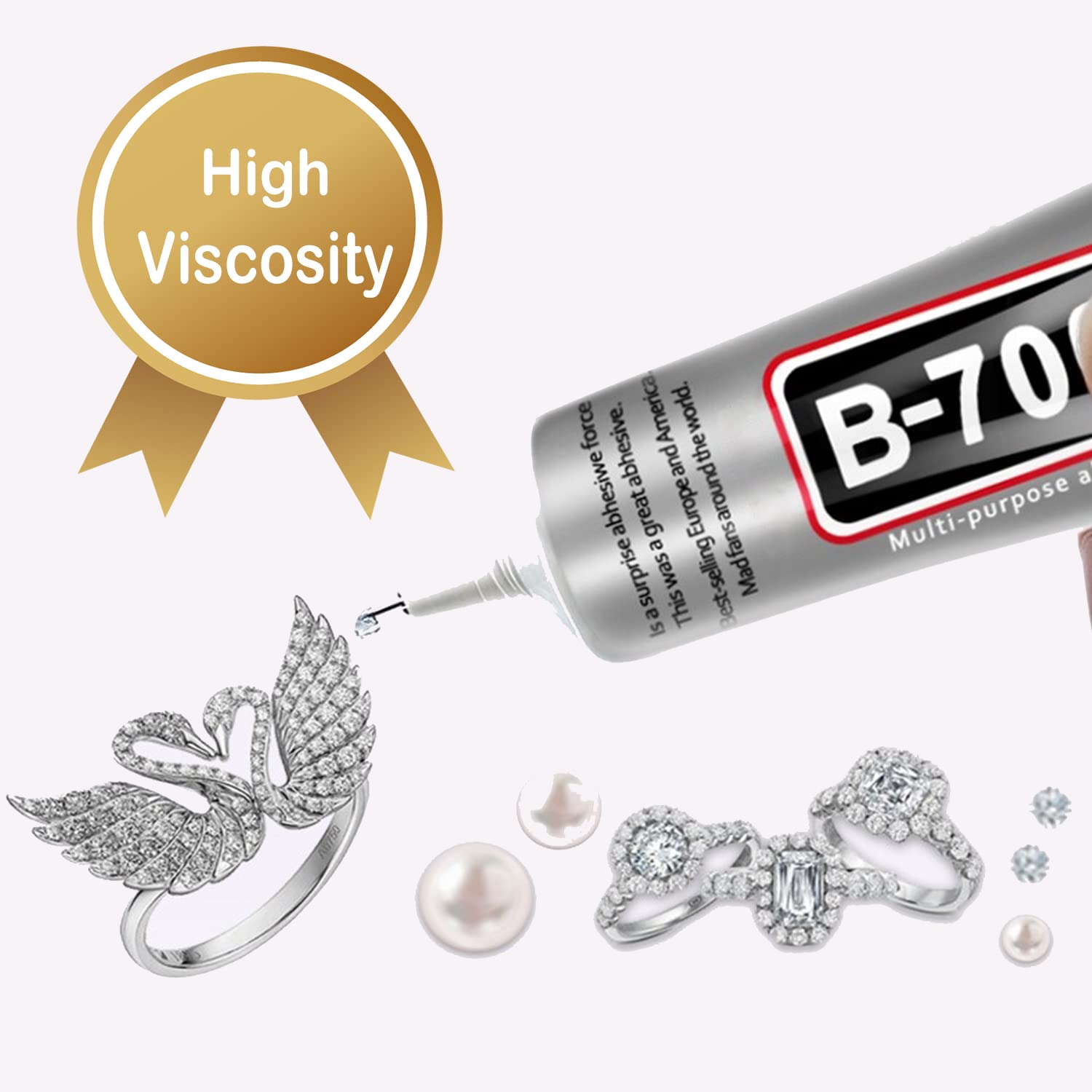 B7000 Jewelry Glue for Jewelry Making, FITTDYHE 2PCS 50ML/1.69 fl oz Clear Glue Rhinestone Clear Glue Fabric glue, Multipurpose Super Adhesive B-7000 Glue for Phone Repair Nail Art Wood Glass Charms