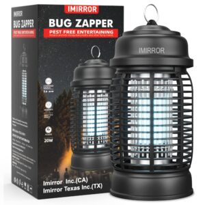 bug zapper, imirror outdoor bug zapper, waterproof electronic mosquito zapper fly zapper for outdoor and indoor - 20w black