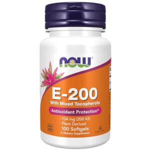 now supplements, vitamin e-200 iu mixed tocopherols, antioxidant protection*, 100 softgels