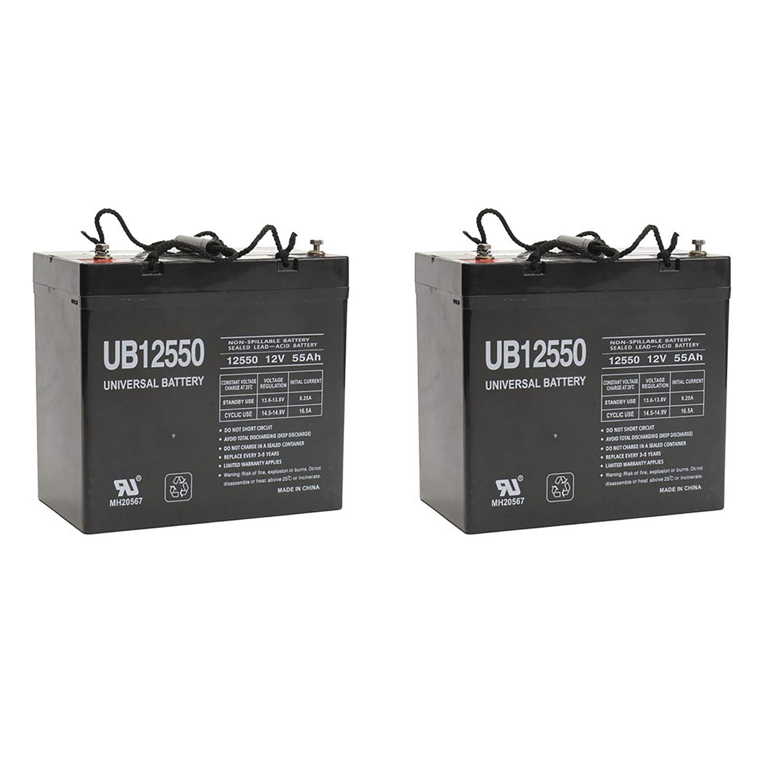 UPG UB12550 12V 55AH Internal Thread Battery for Tuffcare BX 6000, 6500-2 Pack