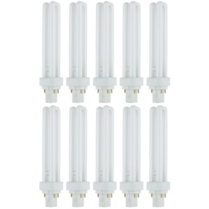 sunlite pld26/e/sp41k/10pk 4100k cool white fluorescent 26w pld double u-shaped twin tube cfl bulbs with 4-pin g24q-3 base (10 pack)