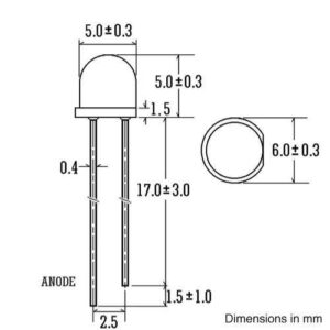 E-Projects B-0001-A03 Clear Red LEDs, Wide Angle Light, 5 mm (Pack of 25)