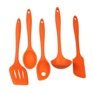 chef craft premium silicone kitchen tool and utensil, 5 piece set, orange