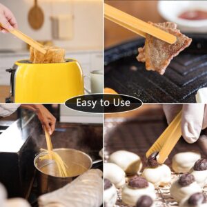 Armrouns Reusable Bamboo Toast Tongs 2 Pcs, 7 inch Wooden Toaster Tongs For Cooking & Holding, Nature Wooden Kitchen Utensil For Cheese Bacon Muffin Fruits Bread