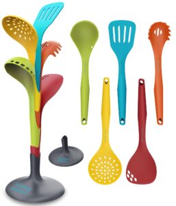 home hero 6 pcs kitchen utensils set - nested cooking utensils set - bpa free first home essentials utensil sets - household essentials kitchen gadgets (rainbow)