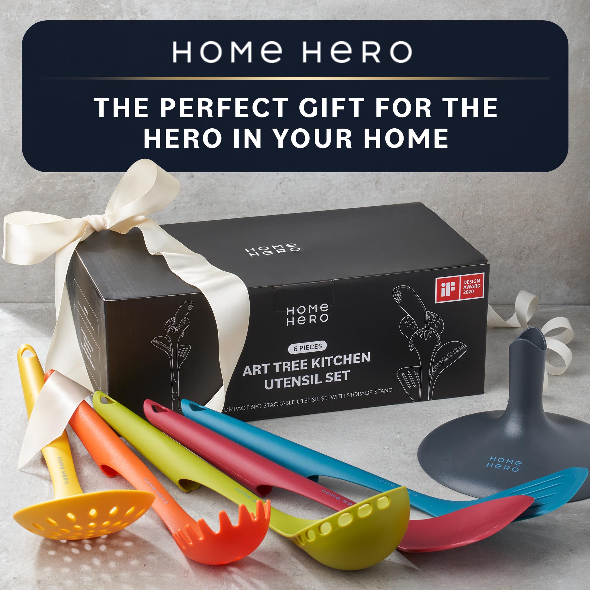 Home Hero 6 Pcs Kitchen Utensils Set - Nested Cooking Utensils Set - BPA Free First Home Essentials Utensil Sets - Household Essentials Kitchen Gadgets (Rainbow)