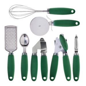 cook with color 7 pc kitchen gadget set stainless steel utensils with soft touch green handles