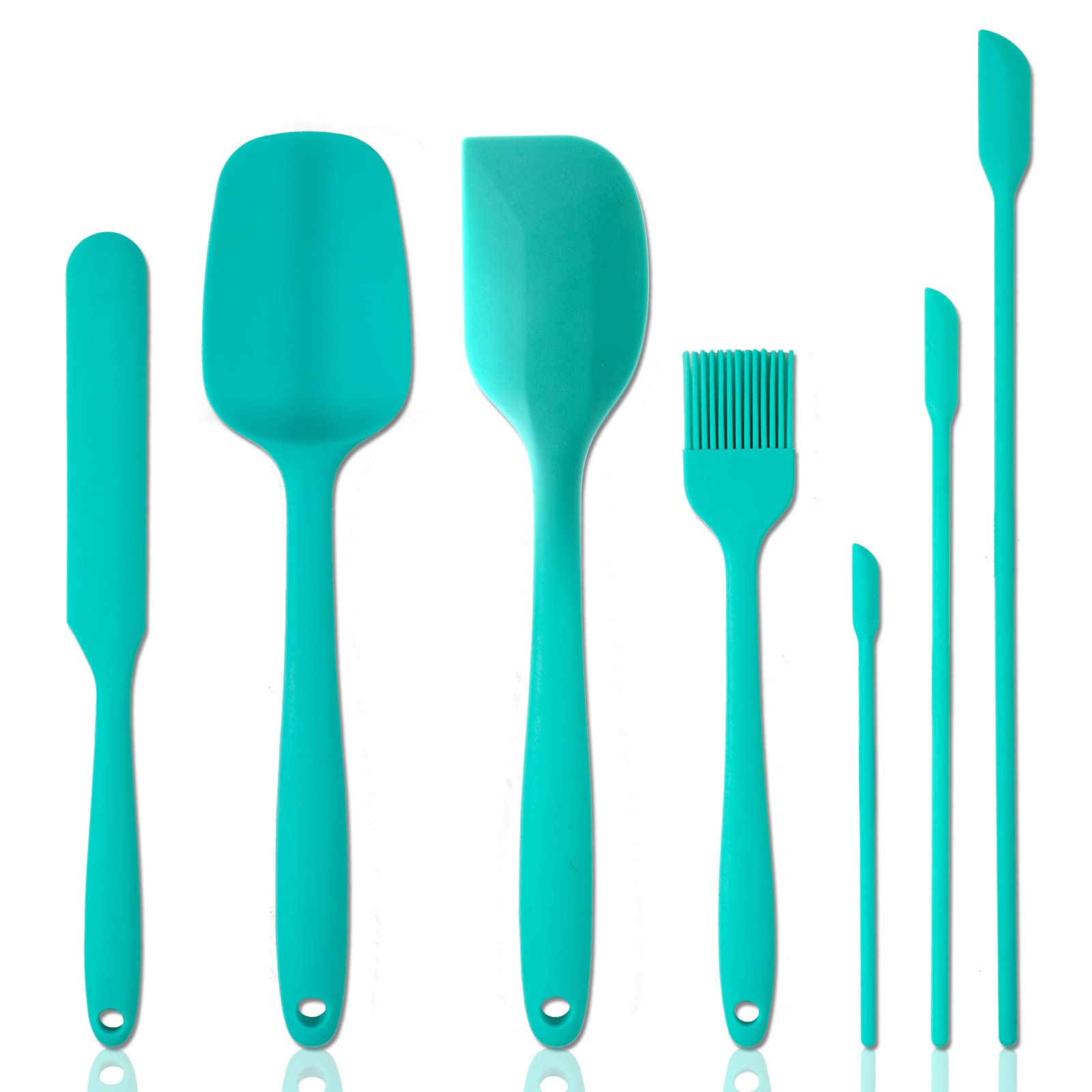 Shebaking Mini Silicone Spatula set Kitchen Utensils for Baking, Mixing Spoon Jar Spatula Nonstick Cooking Spatula One-piece Rubber Spatula set of 7