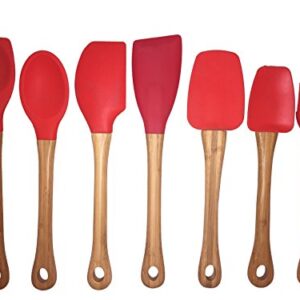 Murphy Bamboo Premium 7 Piece Bamboo & Silicone Kitchen Cooking Utensil Set (Red)