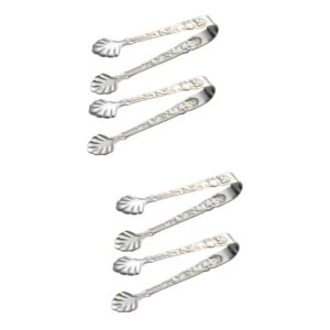 amosfun 4 pcs food clip stainless steel ice tongs sugar tongs capacillos para cupcake mini kitchen utensils buffet tong salads tong kitchen supplies stainless steel clamp metal fruit pizza