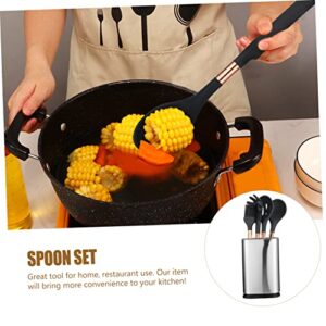 Cooking Spatula Set Pan Set Silicone Slotted Spoon Silicone Spatula Spoon Silicone Rice Paddle Kitchen Utensil Set Cooking Spoons Silicone Scoop Kitchen Gadgets Grey 1 Set