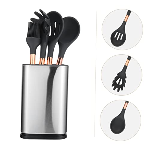 Cooking Spatula Set Pan Set Silicone Slotted Spoon Silicone Spatula Spoon Silicone Rice Paddle Kitchen Utensil Set Cooking Spoons Silicone Scoop Kitchen Gadgets Grey 1 Set