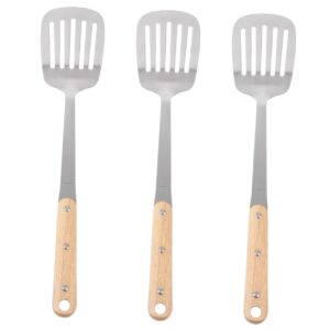 homsfou 3 sets shovel metal cooking spoons stir fry spatula handle spatula egg spatula wok turner spatula turner skimmer ladle non stick pan for eggs kitchen utensils soup set log barbecue