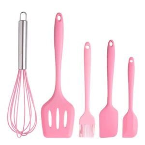 rehomy- 5pcs kitchen cooking utensils set bpa free heat resistant kitchen utensils slotted turner spatulas brush whisk for kitchen cooking baking