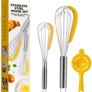 SIAM'S Stainless steel whisk set 3 PCS,Wire Whisk, Egg whisk, Kitchen Cooking Utensils for Blending, Whisking, Stirring (3 PIECES)