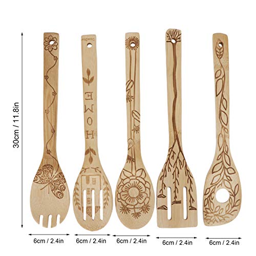 5Pcs Set Shovel Spa Spoon Kit Carving Bamboo Cooking Utensils Cookware Kitchen Supply 5Pcs Set Shovel Spa