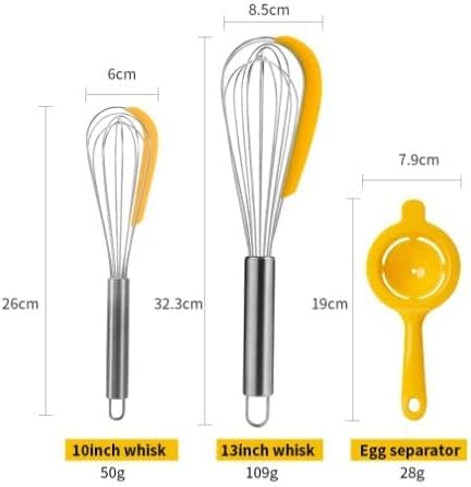 SIAM'S Stainless steel whisk set 3 PCS,Wire Whisk, Egg whisk, Kitchen Cooking Utensils for Blending, Whisking, Stirring (3 PIECES)