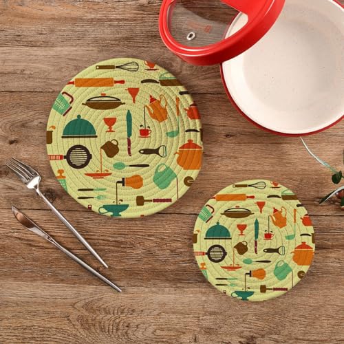 Cartoon Kitchen Ware Utensils Trivets for Hot Pots and Pans Trivet Pot Holders Heat Resistant Mat Absorbent Hot Pot Holder for Dinner Table Decor Apartment Essentials Set of 2