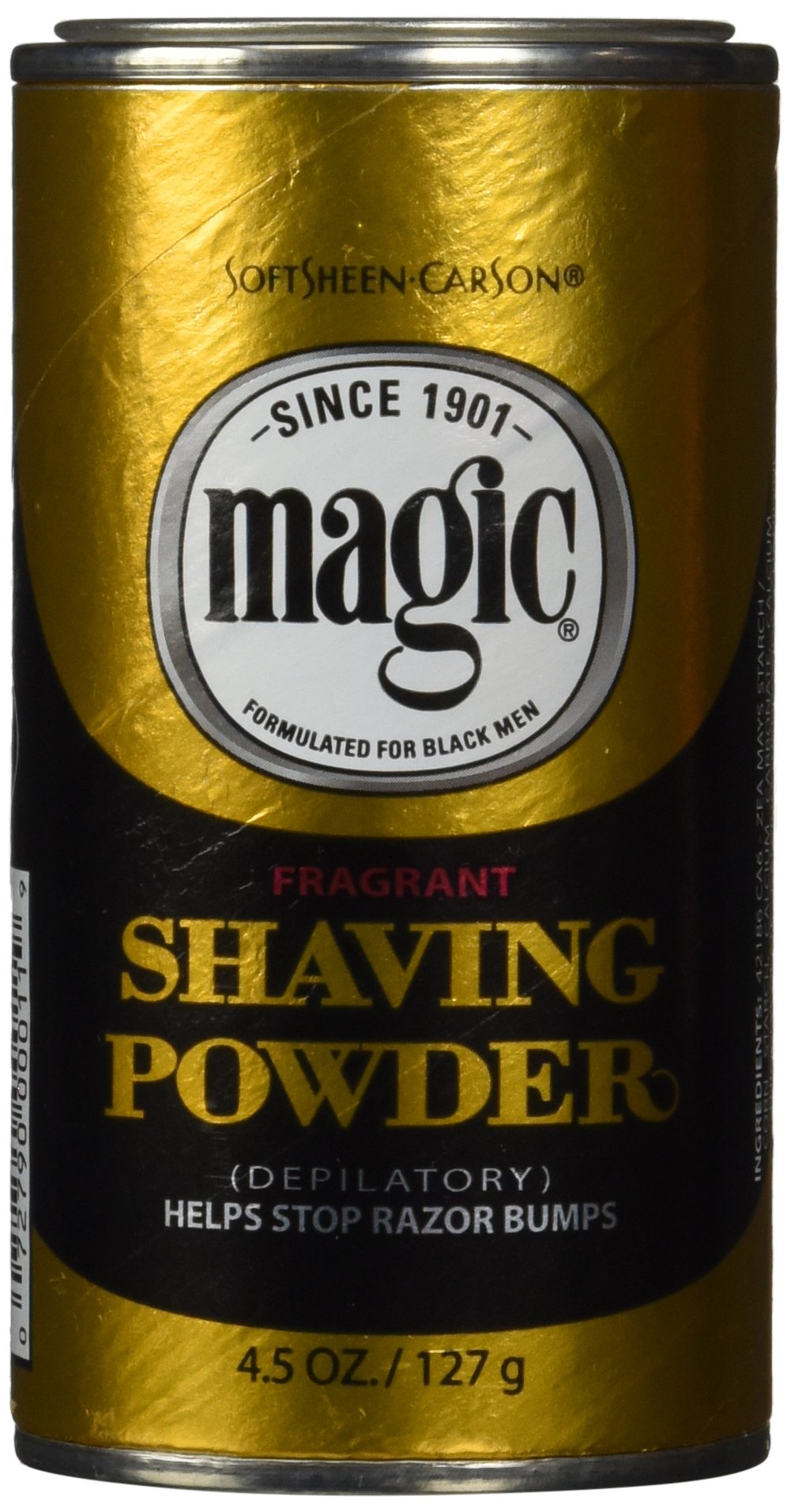 SoftSheen-Carson Magic Razorless Shaving for Men, Magic Shaving Powder with Fragrance, Coarse Textured Beards, Formulated for Black Men, Depilatory, Helps Stop Razor Bumps, Since 1901, 4.5 oz