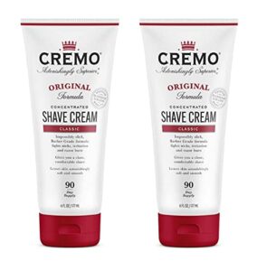 cremo barber grade original shave cream, astonishingly superior ultra-slick shaving cream fights nicks, cuts and razor burn, 6 fl oz (2 pack)