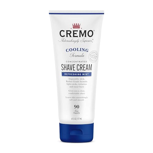 Cremo Barber Grade Cooling Shave Cream, Astonishingly Superior Ultra-Slick Shaving Cream for Men, Fights Nicks, Cuts and Razor Burn, 6 Fl Oz