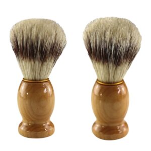 Iconikal Wood Handled Badger Hair Shaving Brush, 2-Pack Aeorsol-Free Shaving Cream