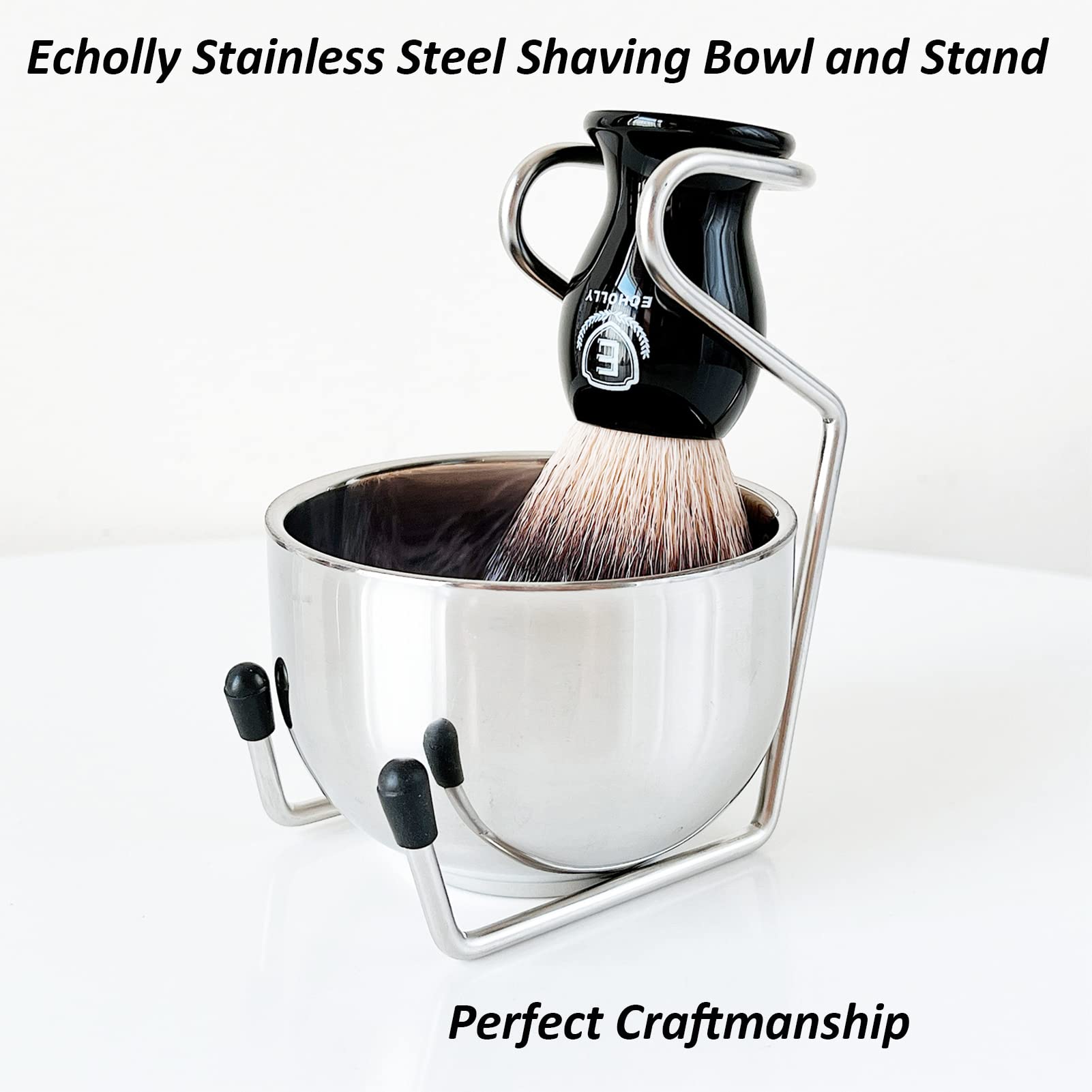 Luxury 4pcs Shaving Brush Kit for Men by Echolly-4 in 1 Shaving Brush Set Mens Shaving Soap Brush Set-Includes Shaving Bowl,Shave Soap,Stand,Shave Brush-Perfect Gifts for Men,Fathers