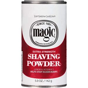 softsheen-carson magic razorless shaving for men, magic extra strength shaving powder, for coarse textured beards, formulated for black men, depilatory, helps stop razor bumps, 5 oz