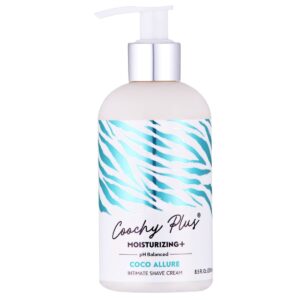 coochy plus intimate shaving cream coco allure for pubic, bikini line, armpit and more - rash-free with patent-pending moisturizing+ formula – prevents razor burns & bumps, in-grown hairs, itchiness