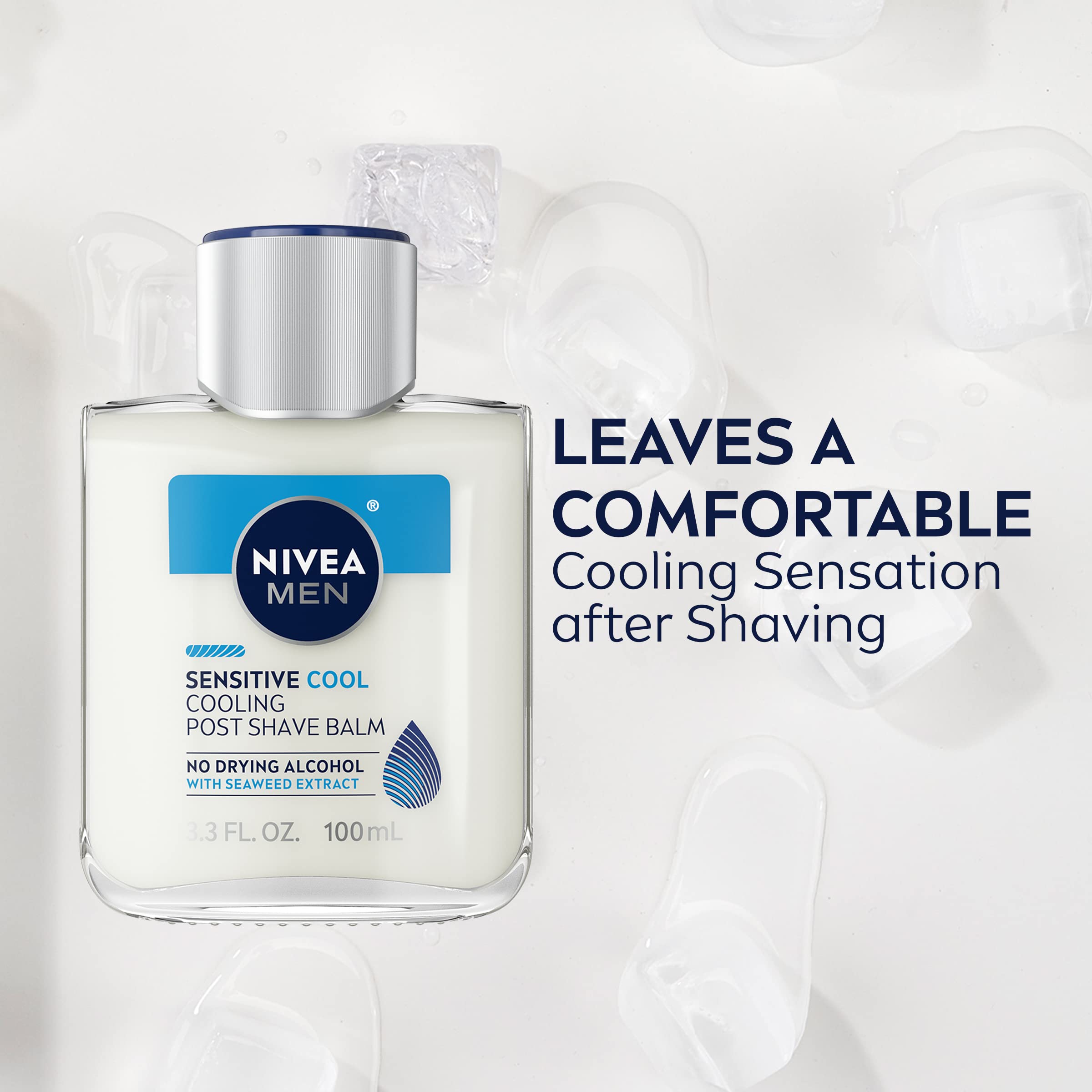 Nivea Men Sensitive Cooling Post Shave Balm with Vitamin E, Chamomile and Seaweed Extracts, 3 Pack of 3.3 Fl Oz Bottles