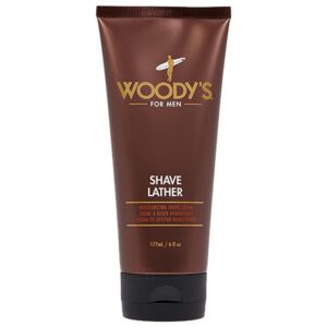 woody's shave lather for men, rich and creamy shaving foam, 6 fl oz