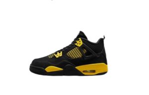 air jordan 4 retro grade school black/white-tour yellow 408452-017 5.5y