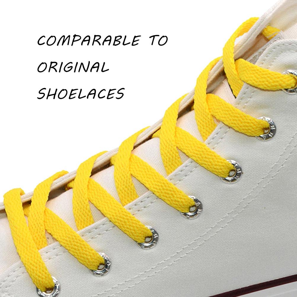 VSUDO 24 Inch Flat Yellow Shoe Laces for Sneakers, Yellow Shoelaces for Sneakers, Yellow Shoe Strings for Sneakers, Yellow Replacements Sneakers Shoe Laces for Women or Men (2 Pairs-Yellow-60CM)