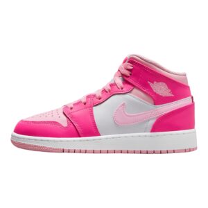 jordan boy's air 1 mid (big kid) white/medium soft pink/fierce pink 6 big kid m