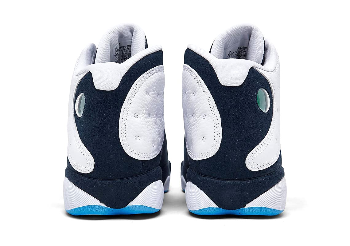 Nike Jordan Mens Air Jordan 13 Retro 414571 144 Obsidian - Size 10.5,White/Dark Powder Blue-multi