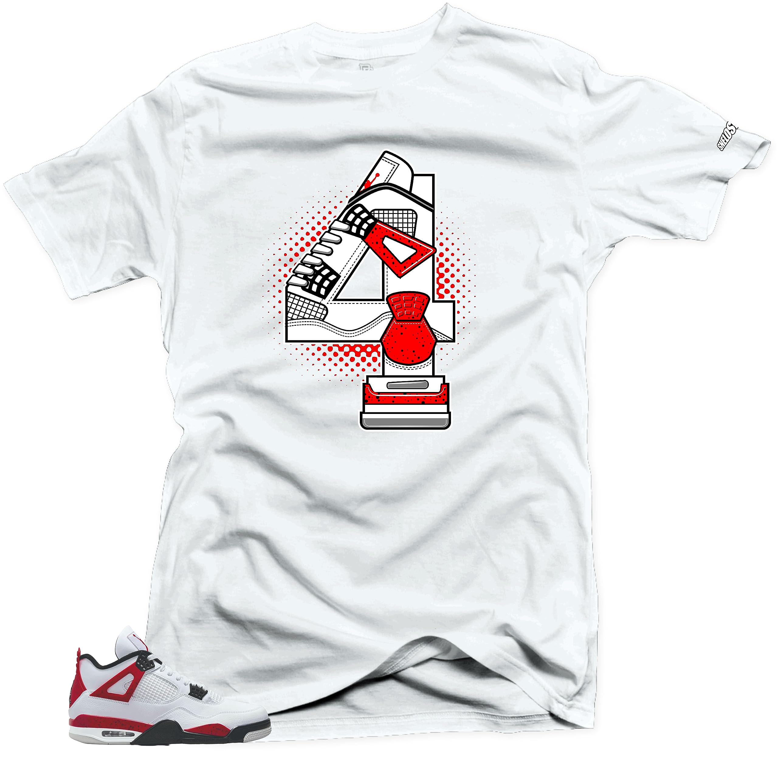 Match Jordan 4 Red Cement Tee to Match Sneaker - Match Jordan 4 Red Cement.The 4's White | 5X-Large