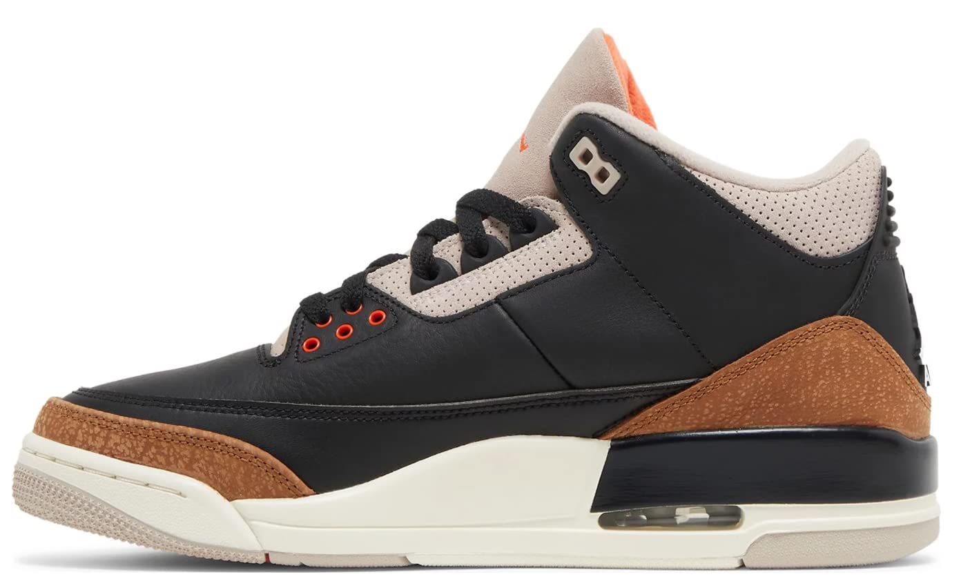 Nike Men's Jordan 3 Retro Basketball Shoes, Black/Rush Orange-fossil Stone, 10