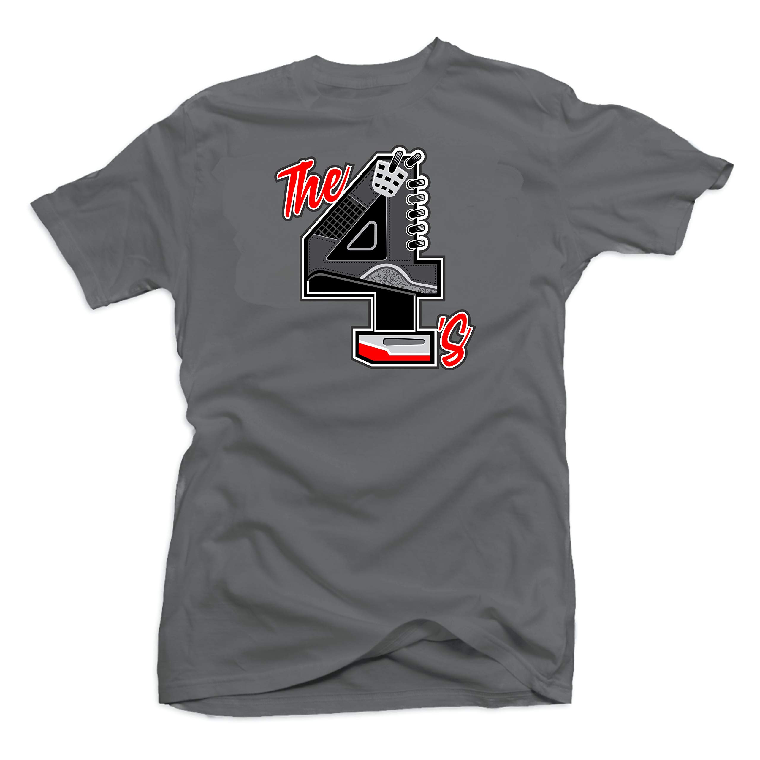 SNELOS Tee Shirt Match Jordan 4 Bred Sneakers The 4's Grey Tee (M)