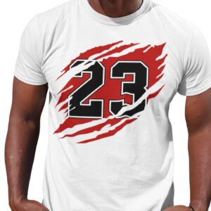 23 SLASH Shirt to Match Jordan Retro Sneakers Low Mid High 1 2 3 4 5, Tee to Match Jordan 1s 2s 3s 4s 5s 6s White